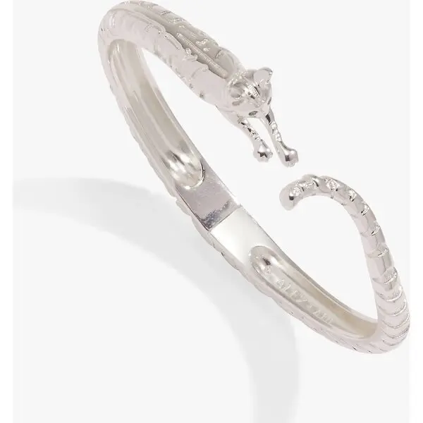 ALEX AND ANI Tabby Cat Hinged Cuff - Silver