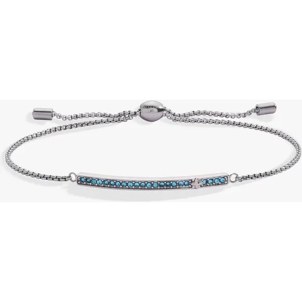ALEX AND ANI March Everyday Birthstone Pave Bolo Bracelet - Silver