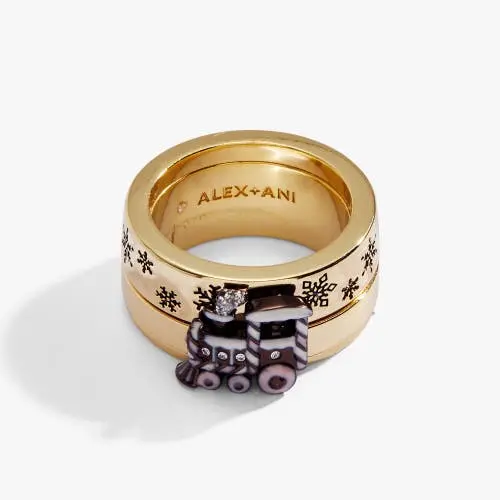 ALEX AND ANI Gingerbread Train Fidget Ring - Gold