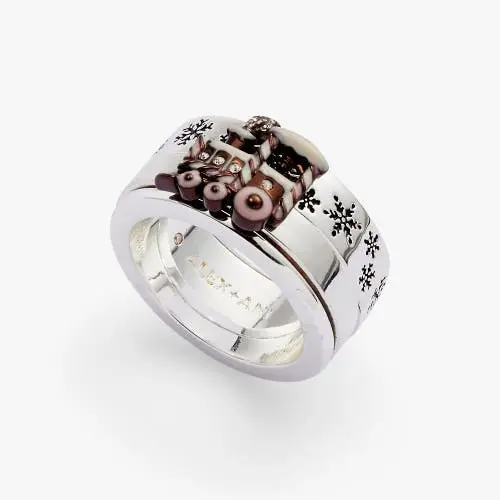 ALEX AND ANI Gingerbread Train Fidget Ring - Silver