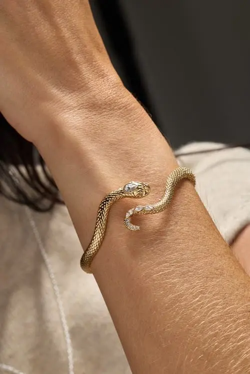ALEX AND ANI Snake Bypass Cuff - Silver