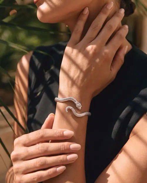 ALEX AND ANI Snake Bypass Cuff - Silver