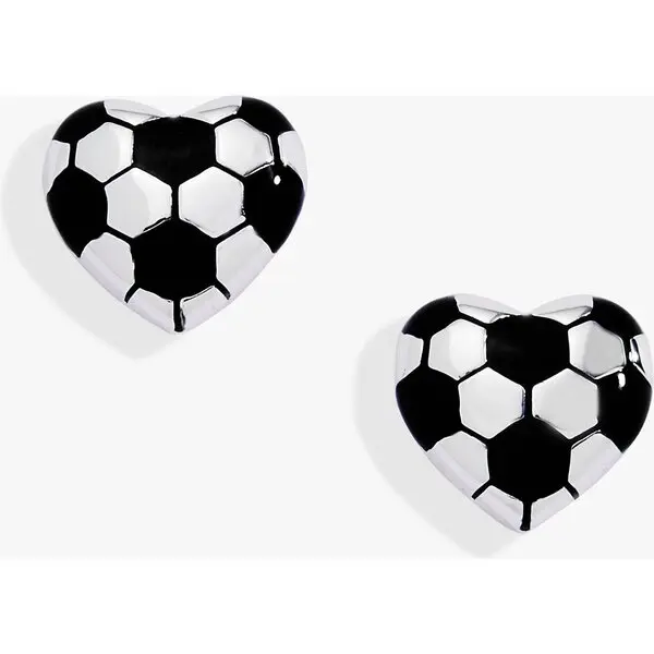 ALEX AND ANI Soccer Heart Stud Earrings