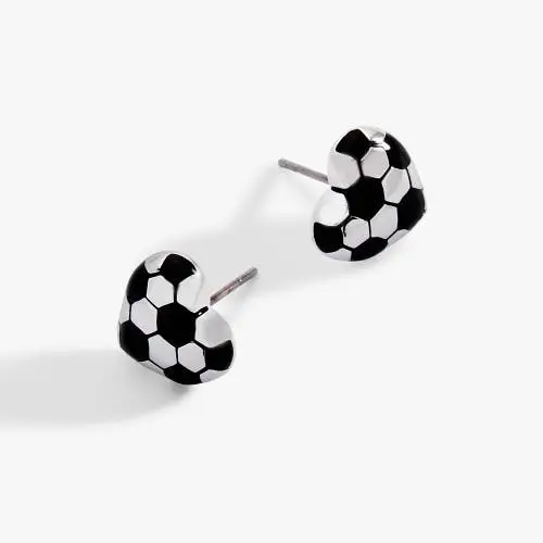 ALEX AND ANI Soccer Heart Stud Earrings