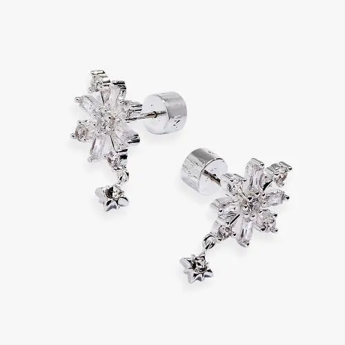 ALEX AND ANI Baguette Snowflake Drop Earrings