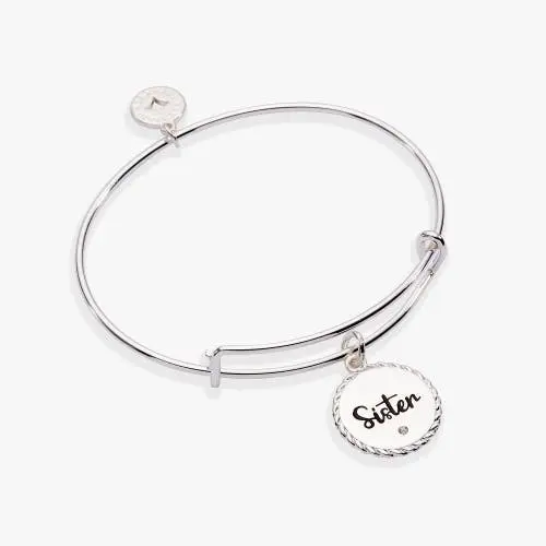 ALEX AND ANI Sister 'woven Together Unbreakable Bonds' Charm Bangle - Silver