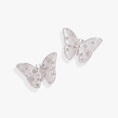 ALEX AND ANI Glass Butterfly Statement Stud Earrings