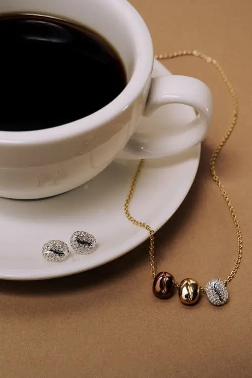 ALEX AND ANI Coffee Bean Pave Crystal Stud Earrings