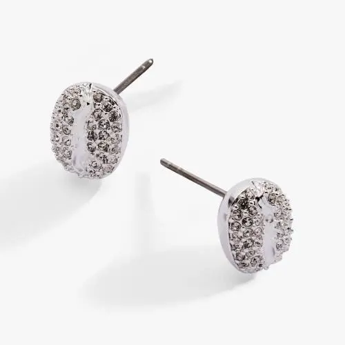 ALEX AND ANI Coffee Bean Pave Crystal Stud Earrings