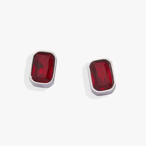 ALEX AND ANI July Emerald-cut Birthstone Stud Earrings