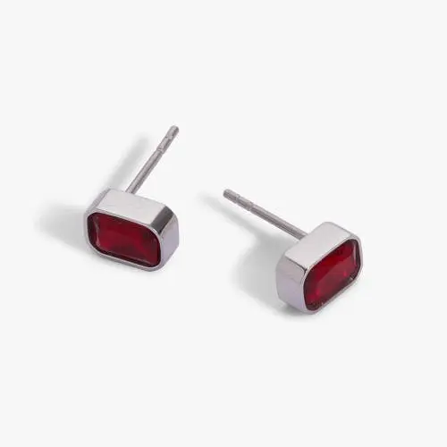 ALEX AND ANI July Emerald-cut Birthstone Stud Earrings