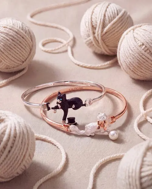ALEX AND ANI Tuxedo Cat Tension Bangle