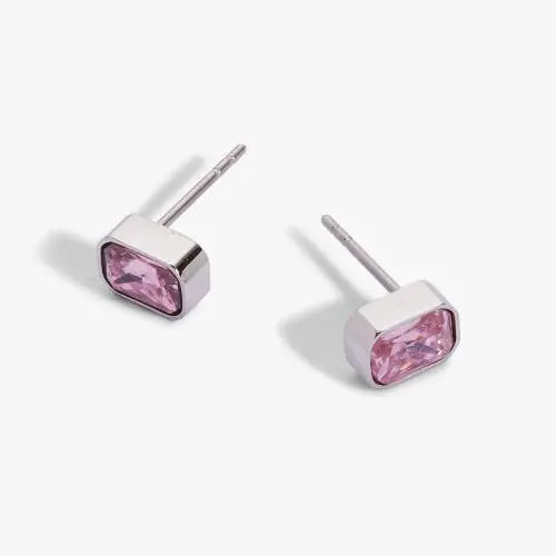 ALEX AND ANI October Emerald-cut Birthstone Stud Earrings