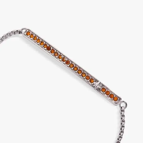 ALEX AND ANI November Everyday Birthstone Pave Bolo Bracelet - Silver