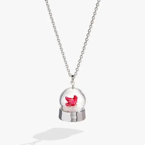 ALEX AND ANI Snow Globe Cardinal Pendant - Silver