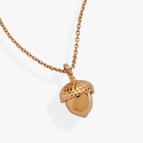 ALEX AND ANI Woodland Acorn & Hidden Squirrel Locket Necklace