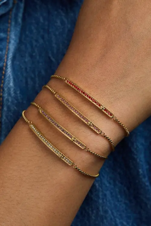 ALEX AND ANI October Everyday Birthstone Pave Bolo Bracelet - Silver