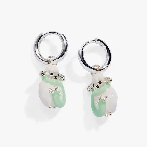 ALEX AND ANI Knitting Sheep Huggie Hoop Earrings