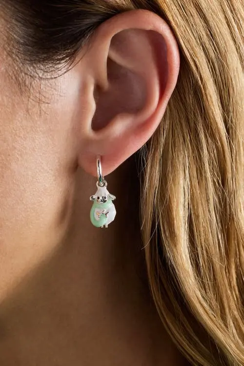 ALEX AND ANI Knitting Sheep Huggie Hoop Earrings