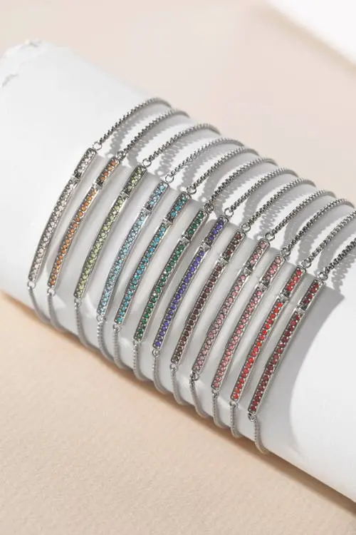 ALEX AND ANI January Everyday Birthstone Pave Bolo Bracelet