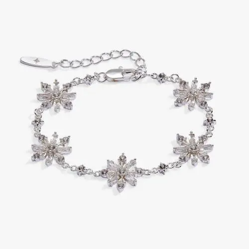 ALEX AND ANI Baguette Snowflake Linear Bracelet - Silver