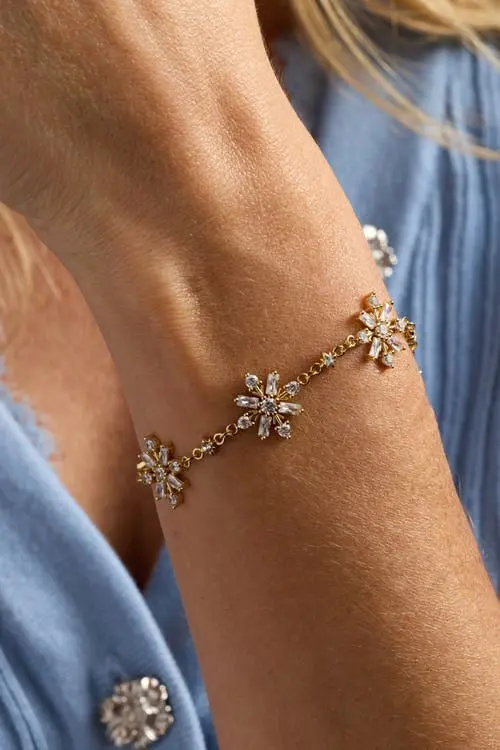 ALEX AND ANI Baguette Snowflake Linear Bracelet - Silver