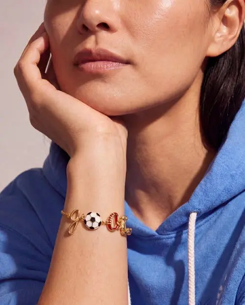 ALEX AND ANI Soccer Goal Linear Bracelet