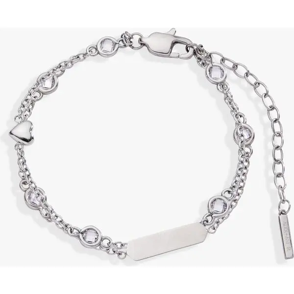 ALEX AND ANI Heart Chain Double Strand Bracelet - Silver