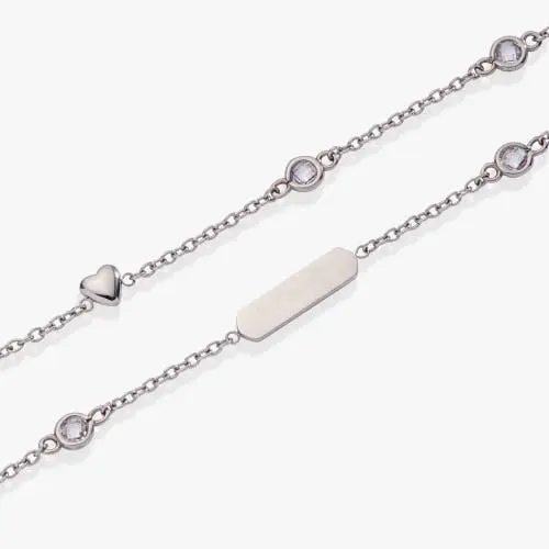 ALEX AND ANI Heart Chain Double Strand Bracelet - Silver