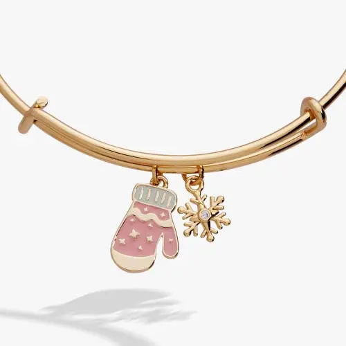 ALEX AND ANI Winter Wonderland Mitten And Snowflake Charm Bangle
