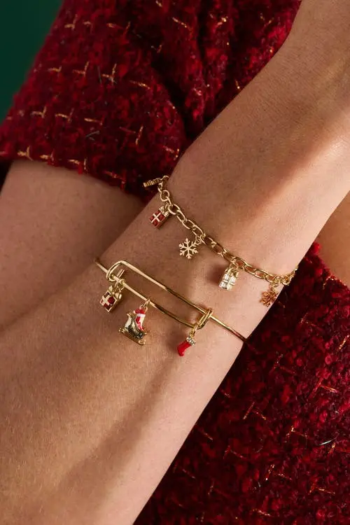 ALEX AND ANI Sleigh' Santa Slay Multi-charm Bangle - Silver