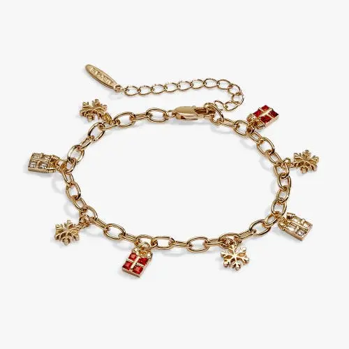 ALEX AND ANI Snowflakes & Presents Multi Charm Bracelet - Silver