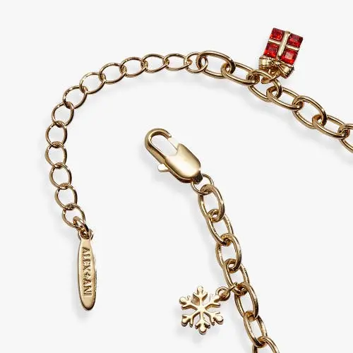 ALEX AND ANI Snowflakes & Presents Multi Charm Bracelet - Silver