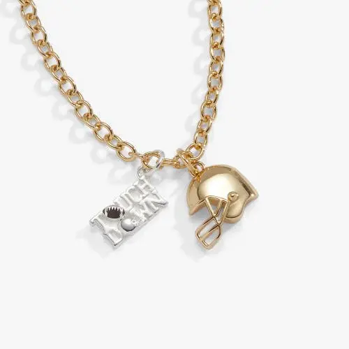 ALEX AND ANI Football 'touchdown' Duo Charm Pendant Necklace