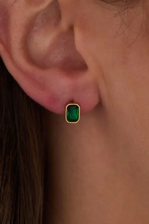 ALEX AND ANI May Emerald-cut Birthstone Stud Earrings - Gold