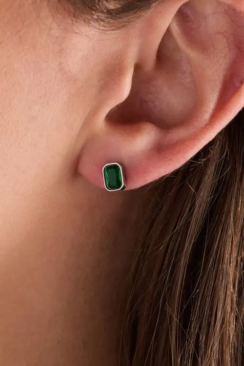 ALEX AND ANI May Emerald-cut Birthstone Stud Earrings - Gold