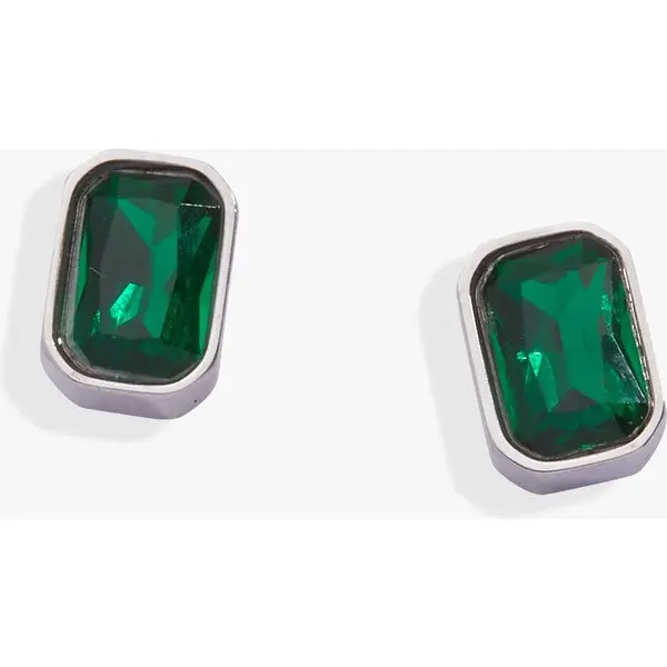ALEX AND ANI May Emerald-cut Birthstone Stud Earrings - Silver
