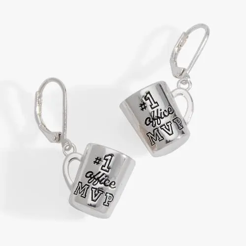 ALEX AND ANI 1 'office Mvp' Mug Earrings - Silver
