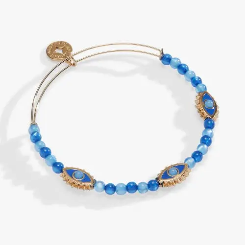 ALEX AND ANI Blue Aventurine Repeat Evil Eye Charm Beaded Bangle