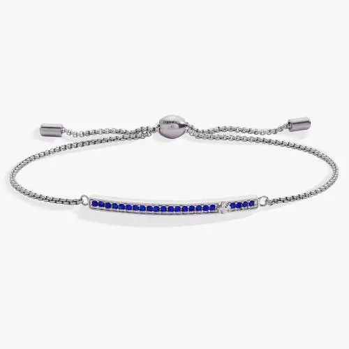 ALEX AND ANI September Everyday Birthstone Pave Bolo Bracelet - Silver