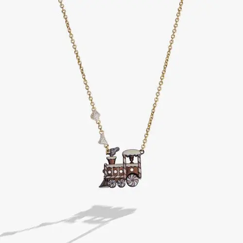 ALEX AND ANI Gingerbread Train Pendant Necklace - Silver