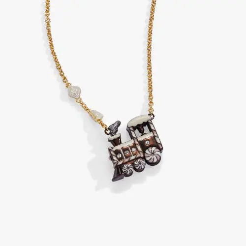 ALEX AND ANI Gingerbread Train Pendant Necklace - Silver