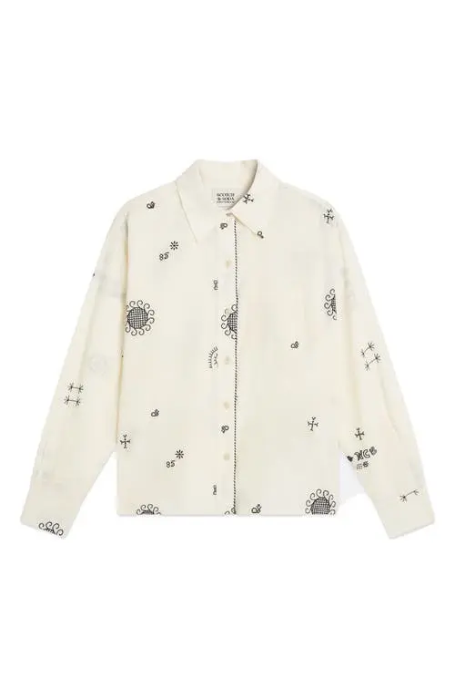 Scotch & Soda Embroidered Relaxed Fit Cotton Shirt