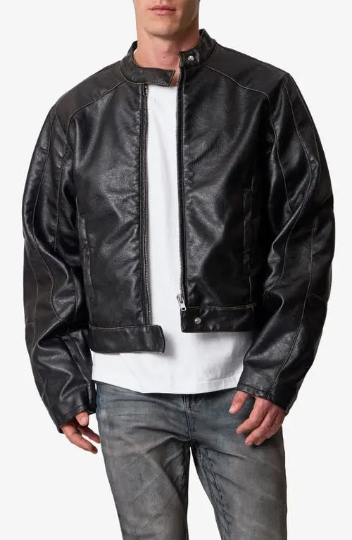 Mnml Faux Leather Moto Jacket - Black