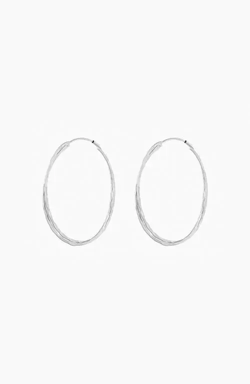 BEARFRUIT JEWELRY Ada Textured Hoop Earrings Large Trendy Statement Jewelry - Silver