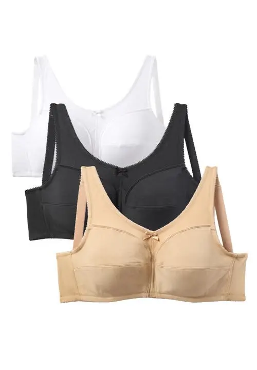 COMFORT CHOICE 3 Pack Wireless Light Support Cotton Bra - Basic Assorted