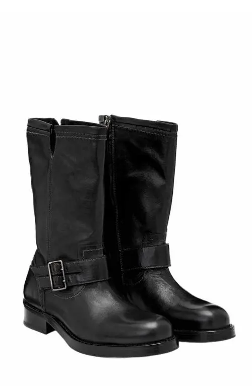 ALLSAINTS Bailey Leather Biker Boot - Black/grey