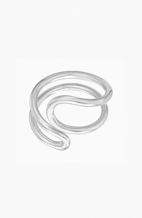 BEARFRUIT JEWELRY Momo Wave Ring Bold Curved Band Ocean Inspired Statement Jewelry - Silver