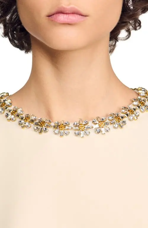 Sandro Short Dress With Jewel Detail - Vanilla