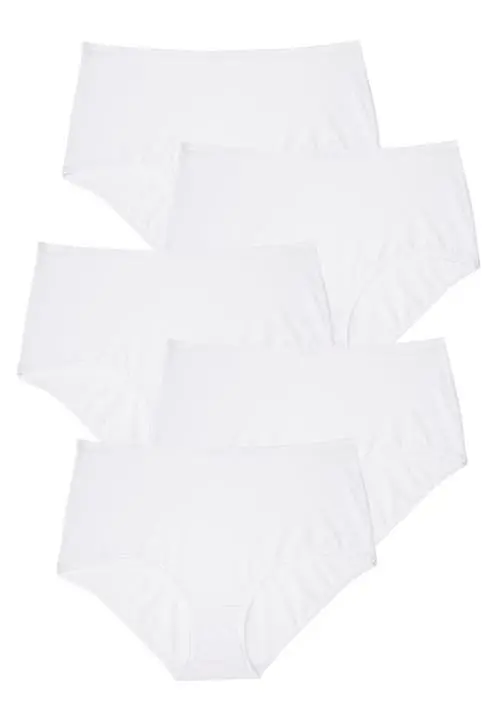 COMFORT CHOICE Full Coverage Stretch Cotton Brief 5 Pack - White Pack